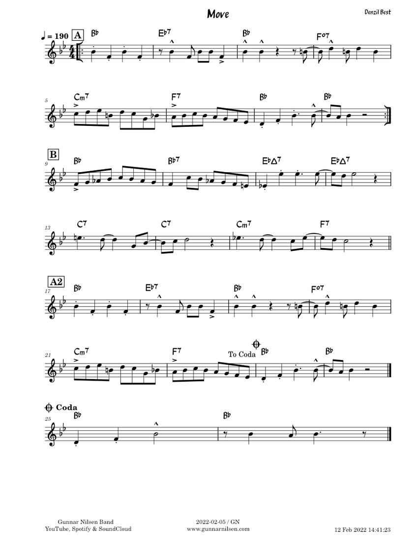 Move – Denzil Best Sheet music for Piano (Solo) | Musescore.com