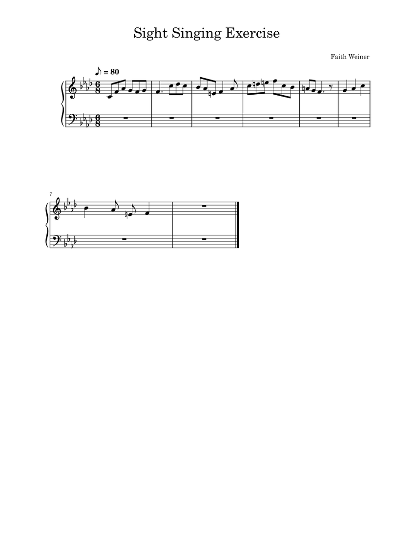 Sight Singing Exercise Sheet music for Piano (Solo) Easy | Musescore.com