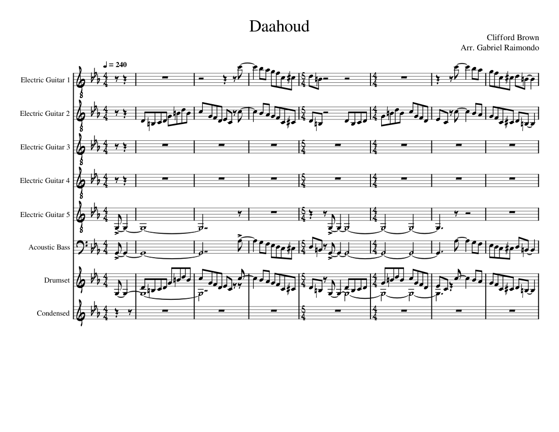 Daahoud Sheet music for Piano, Guitar, Bass guitar (Mixed Ensemble ...