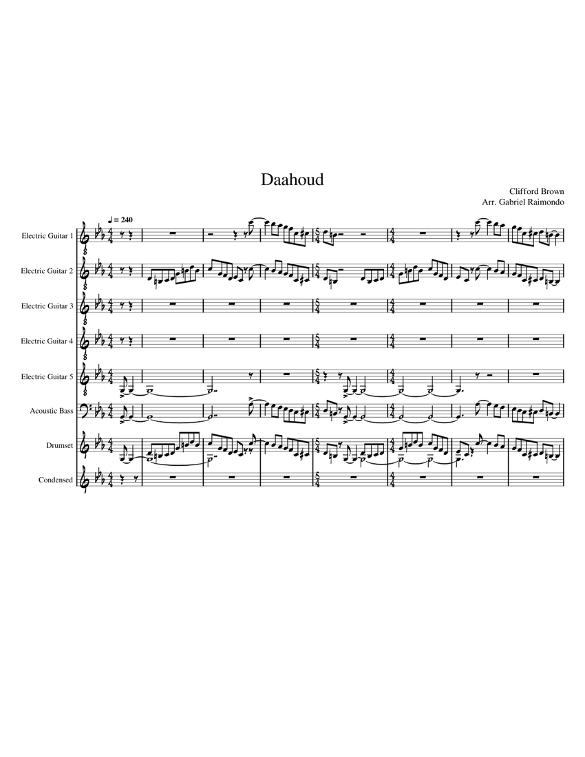 Daahoud Sheet music for Piano, Guitar, Bass guitar (Mixed Ensemble ...