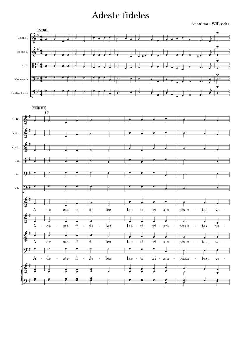 Adeste Fideles – Anonymous Willcocks Adeste Sheet music for Soprano, Alto, Tenor, Bass voice ...