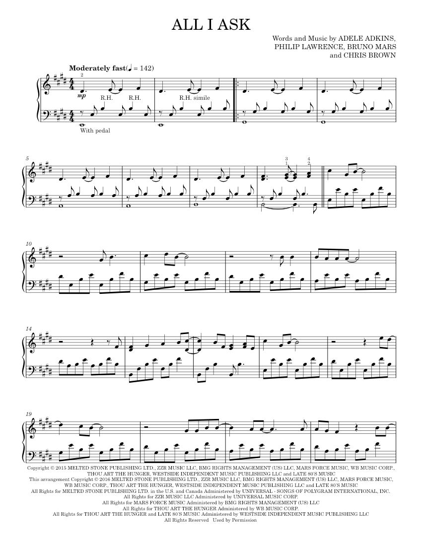 all i ask Sheet music for Piano by Adele Official | MuseScore.com