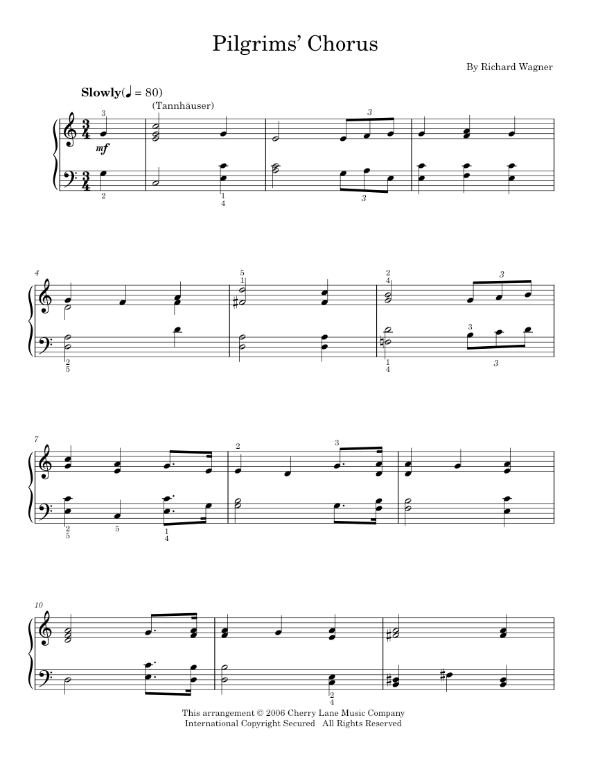 Play Official version of Tannhäuser - pilgrims chorus Sheet Music by Richard Wagner for Piano ...