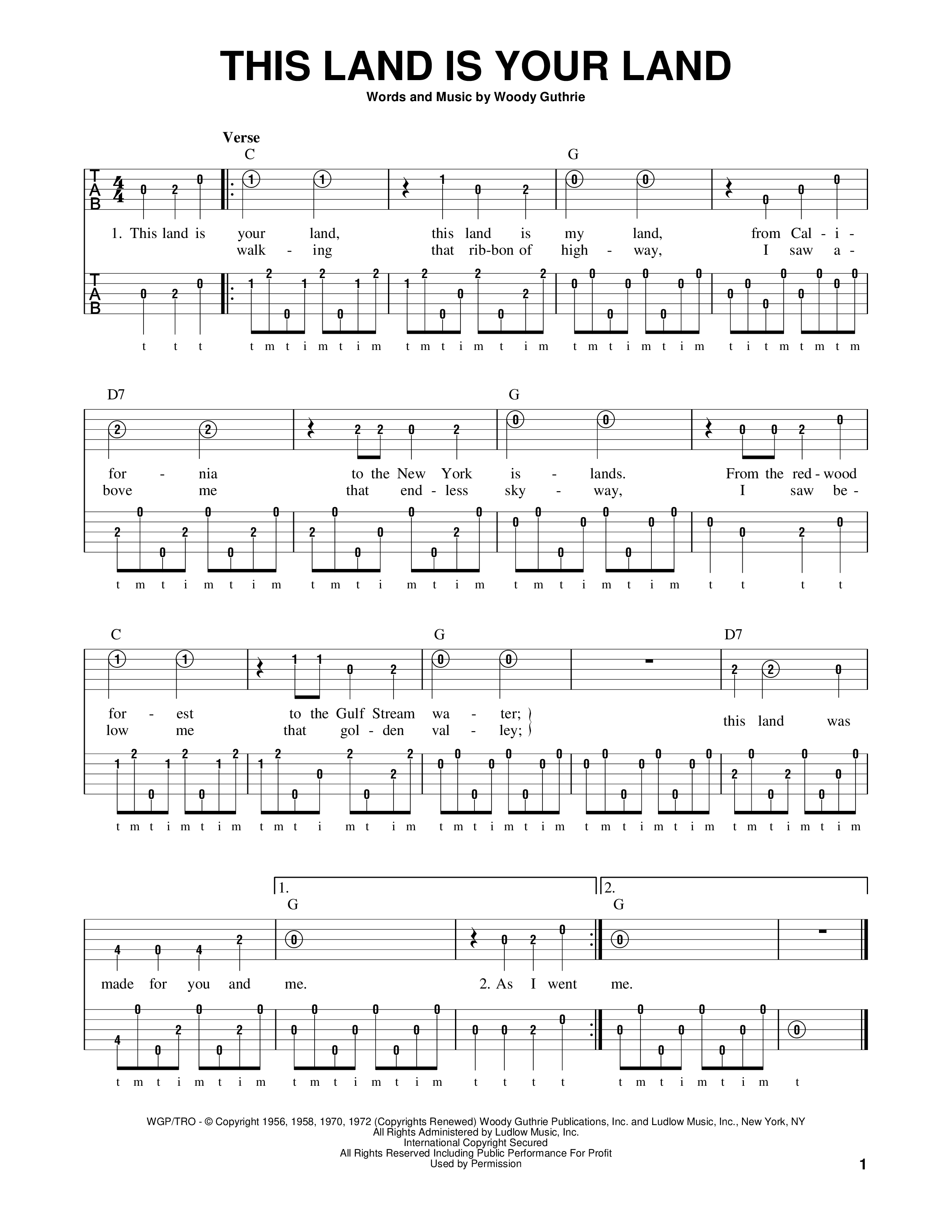 Play Official version of This land is your land sheet music by Woody ...