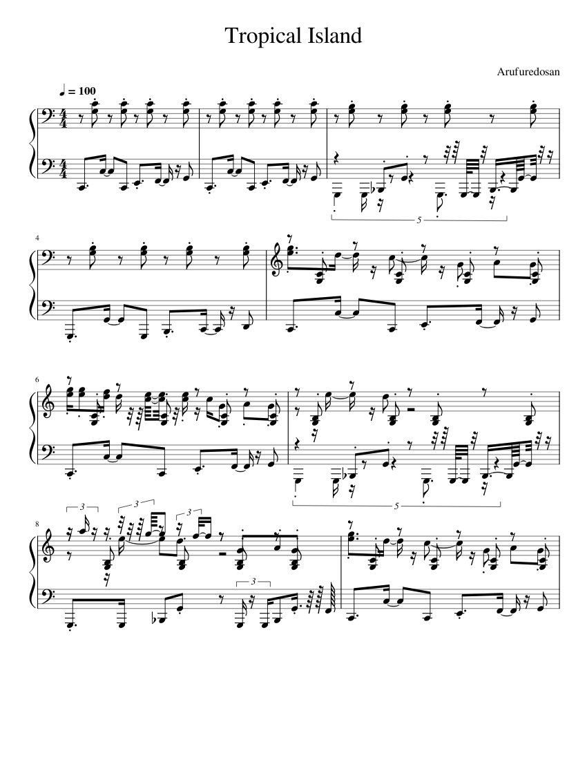 Tropical Island Sheet music for Piano (Solo) | Musescore.com
