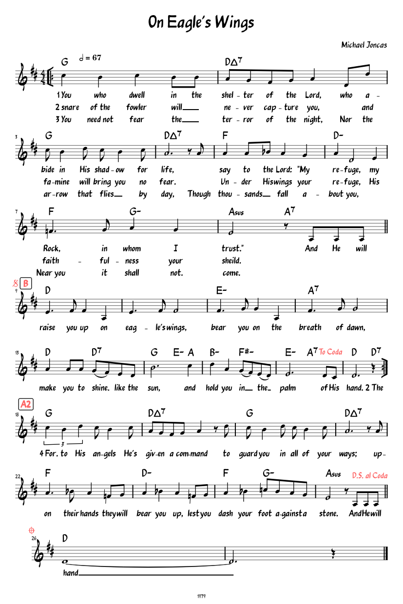On Eagle's Wings – Michael Joncas Sheet Music with Chords for Piano ...
