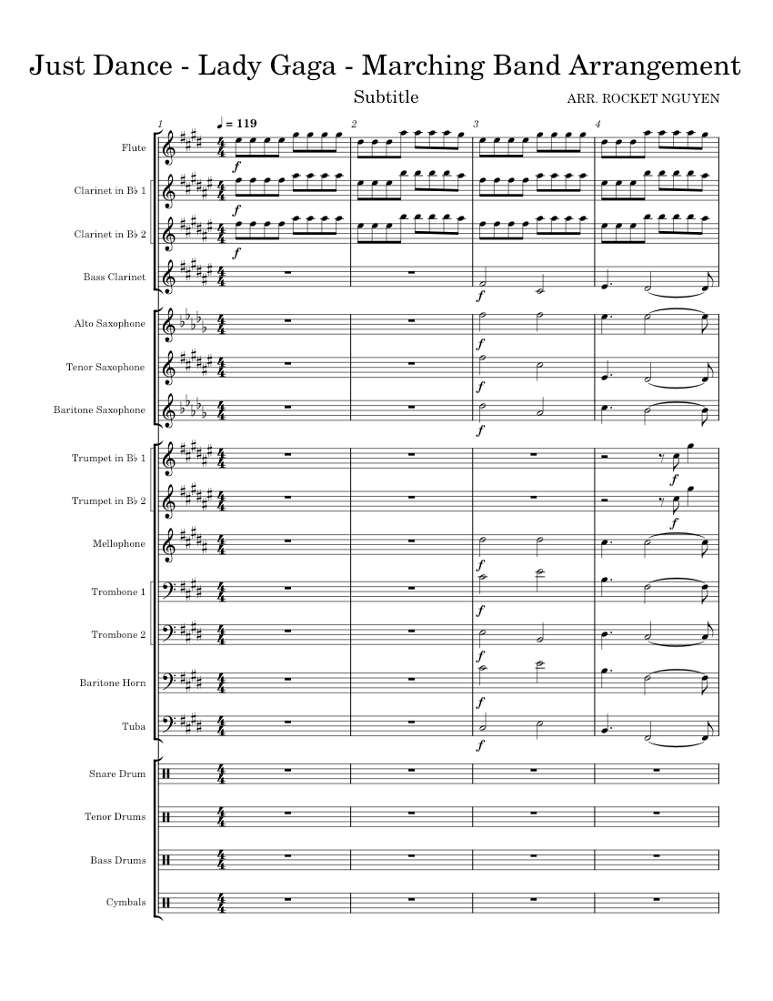 Just dance - Lady Gaga Sheet music for Trombone, Tuba, Flute, Saxophone ...