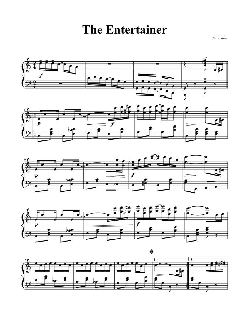 Scott Joplin - The Entertainer Sheet music for Piano (Solo) | Musescore.com