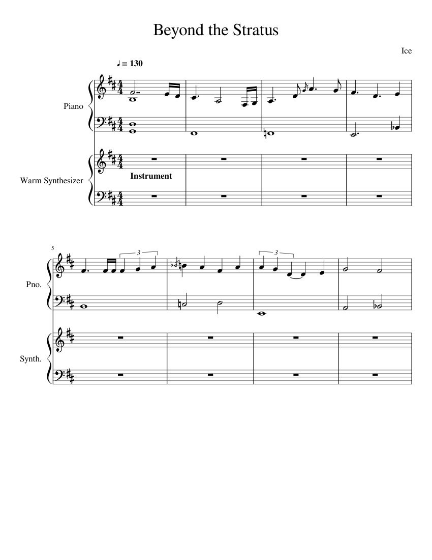Beyond the Stratus Sheet music for Piano, Synthesizer (Mixed Duet ...