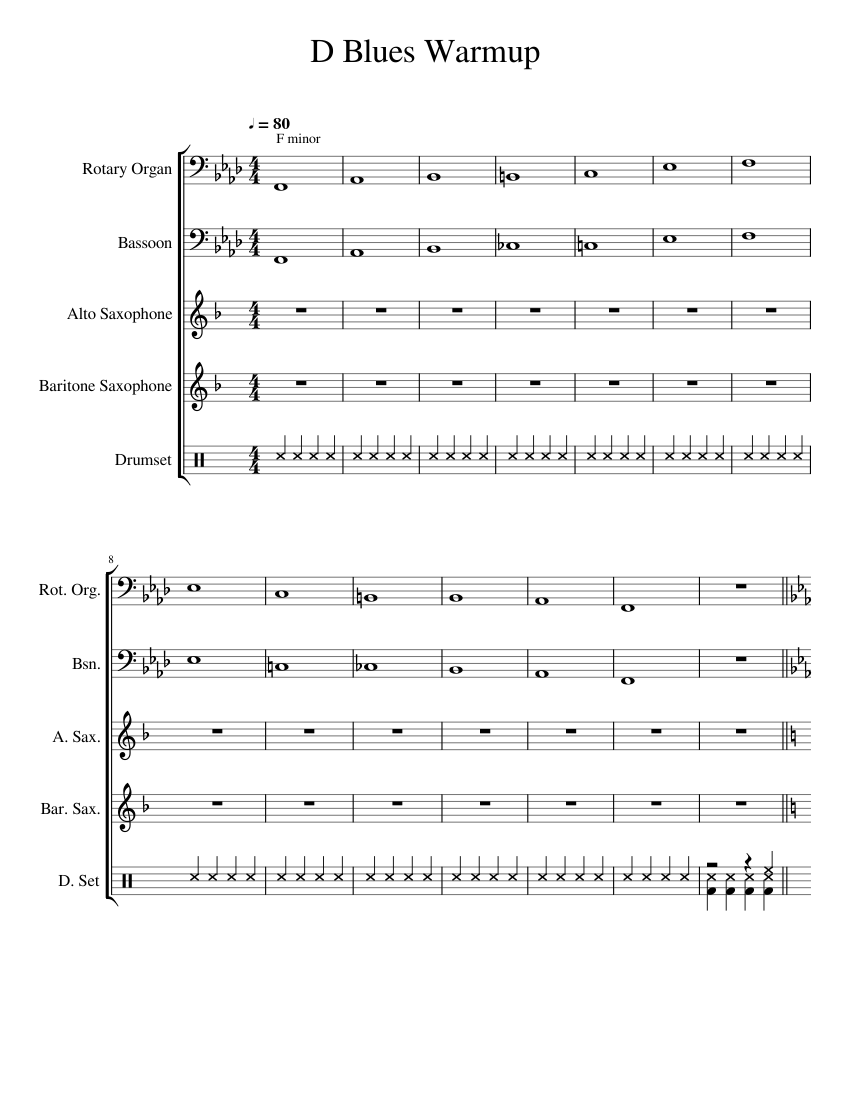 D Blues Warmup 2 Sheet music for Organ, Bassoon, Saxophone alto ...