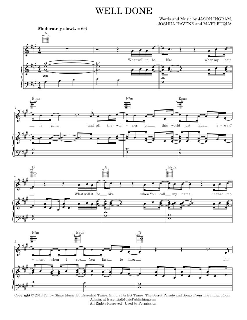 well done Sheet music for Piano, Vocals by The Afters Official ...