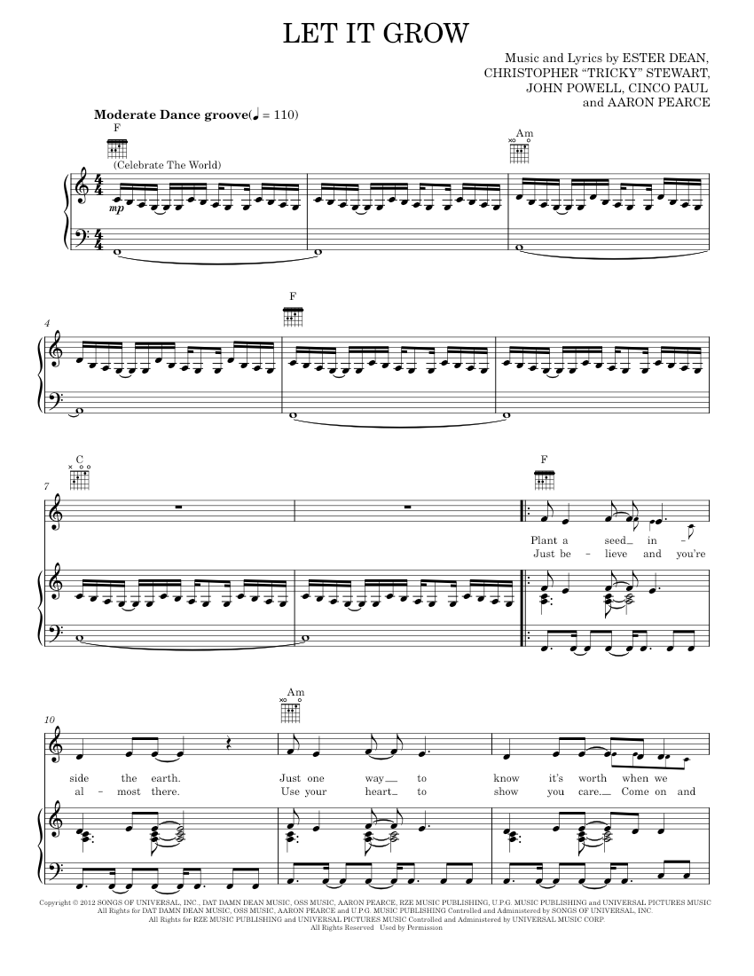 Play Official version of Let It Grow Sheet Music by John Powell for ...