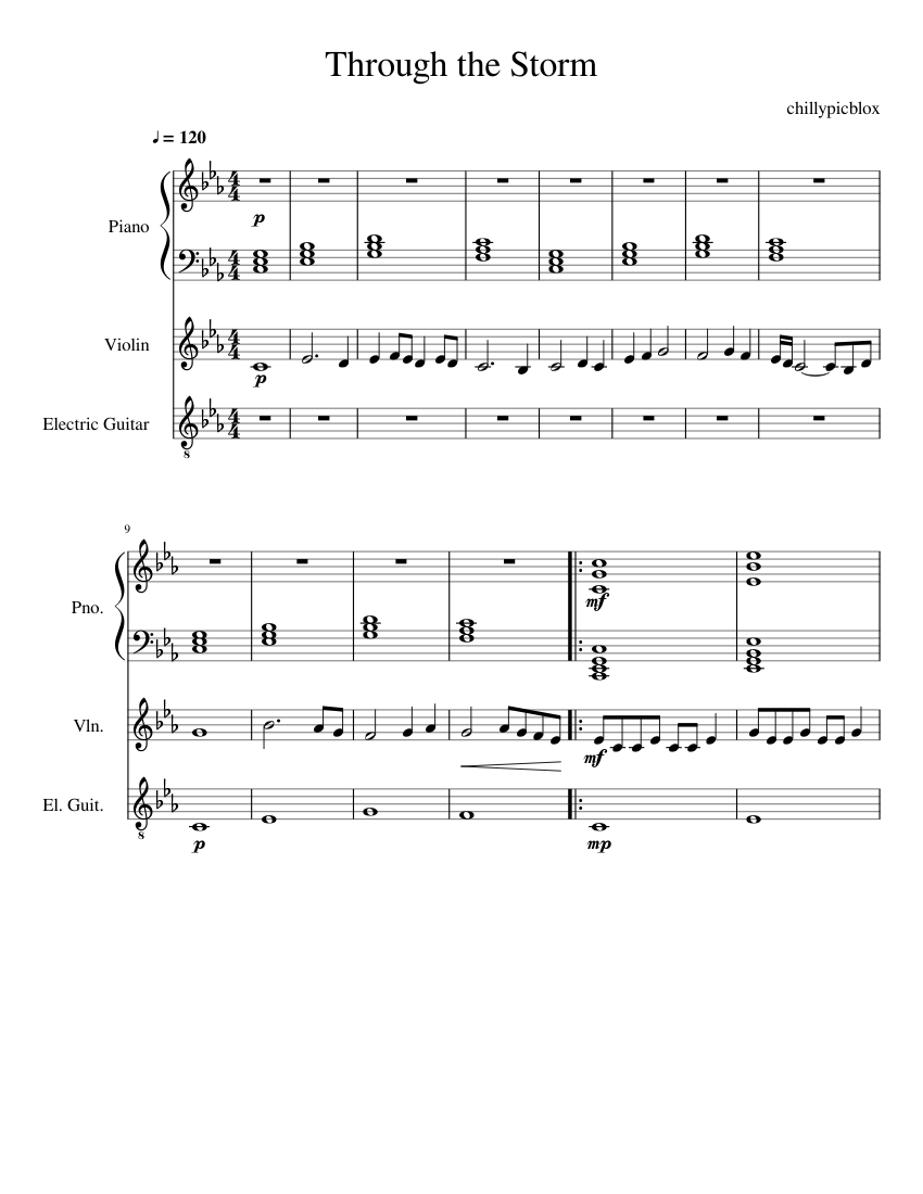 Through the Storm Sheet music for Piano, Violin, Guitar (String Trio ...