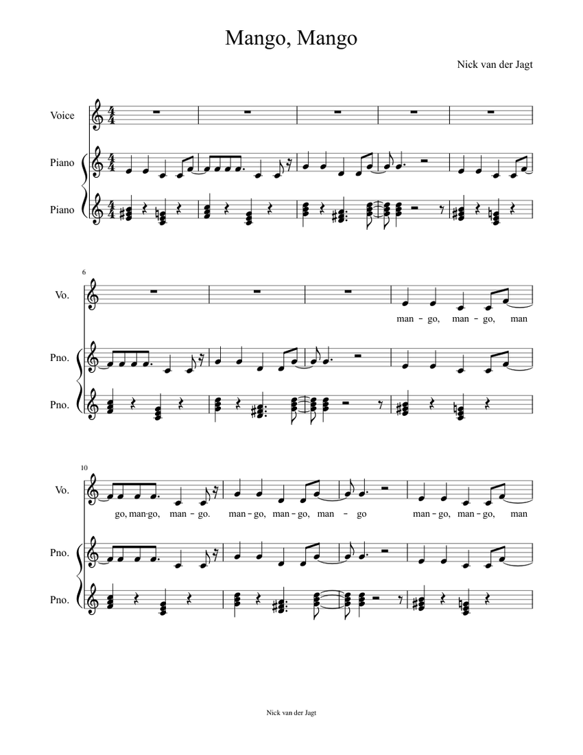 Mango, Mango, Mango Sheet music for Piano, Voice (other) (Mixed Trio ...