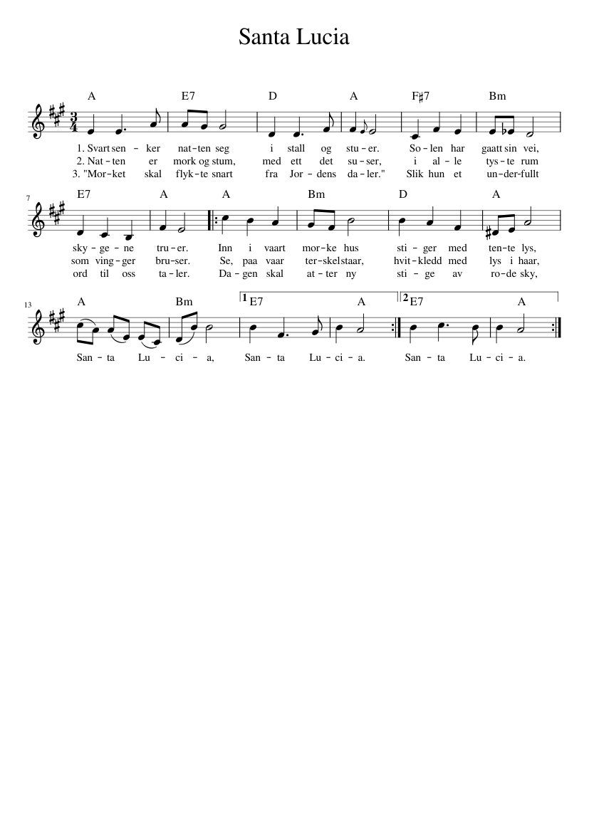 Santa Lucia Sheet music for Piano (Solo) Easy | Musescore.com