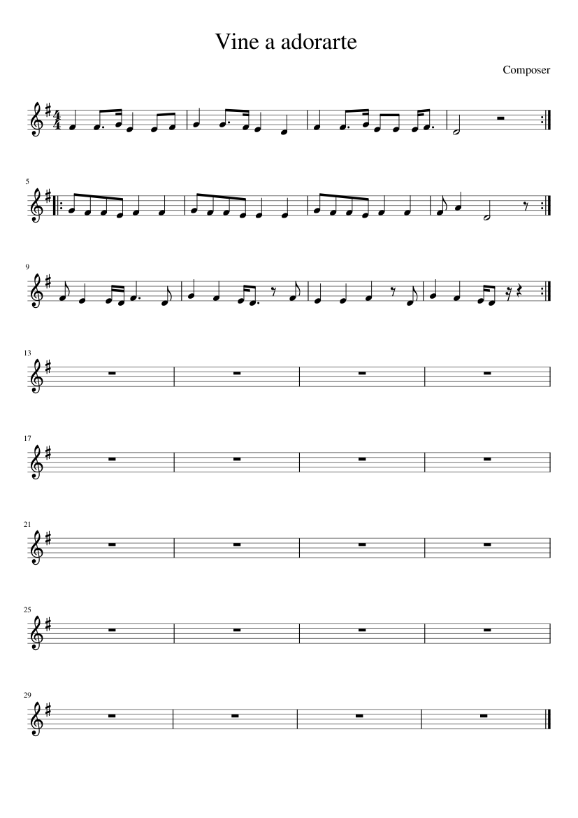 Vine a adorarte Sheet Music for Piano (Solo) Easy | MuseScore.com