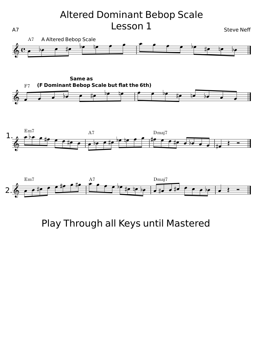 Altered Dominant Bebop Scale – Steve Neff Sheet music for Piano (Solo ...