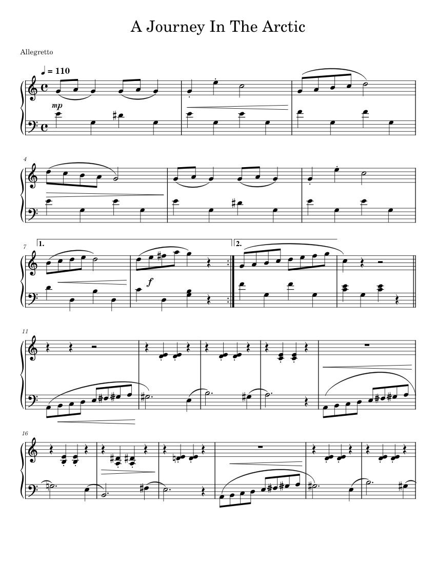 A Journey In The Arctic Sheet music for Piano (Solo) | Download and ...