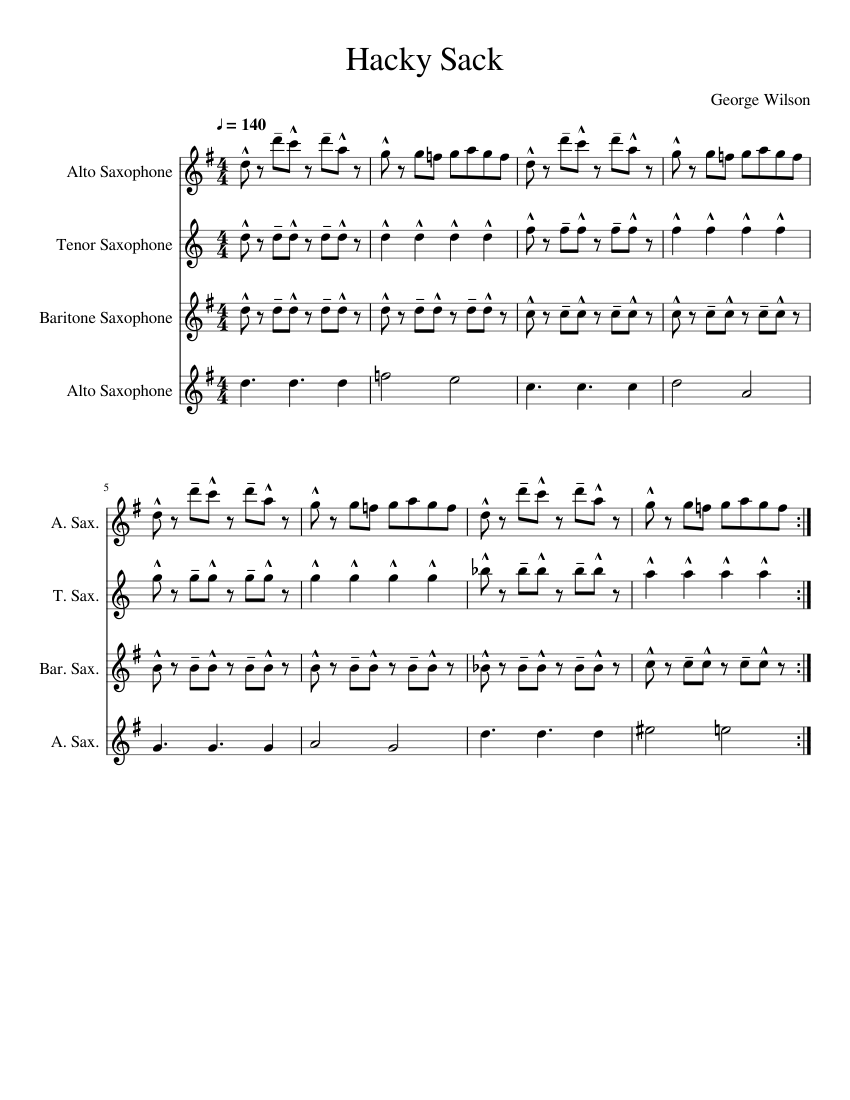 Hacky Sack Sheet music for Saxophone alto, Saxophone tenor, Saxophone ...