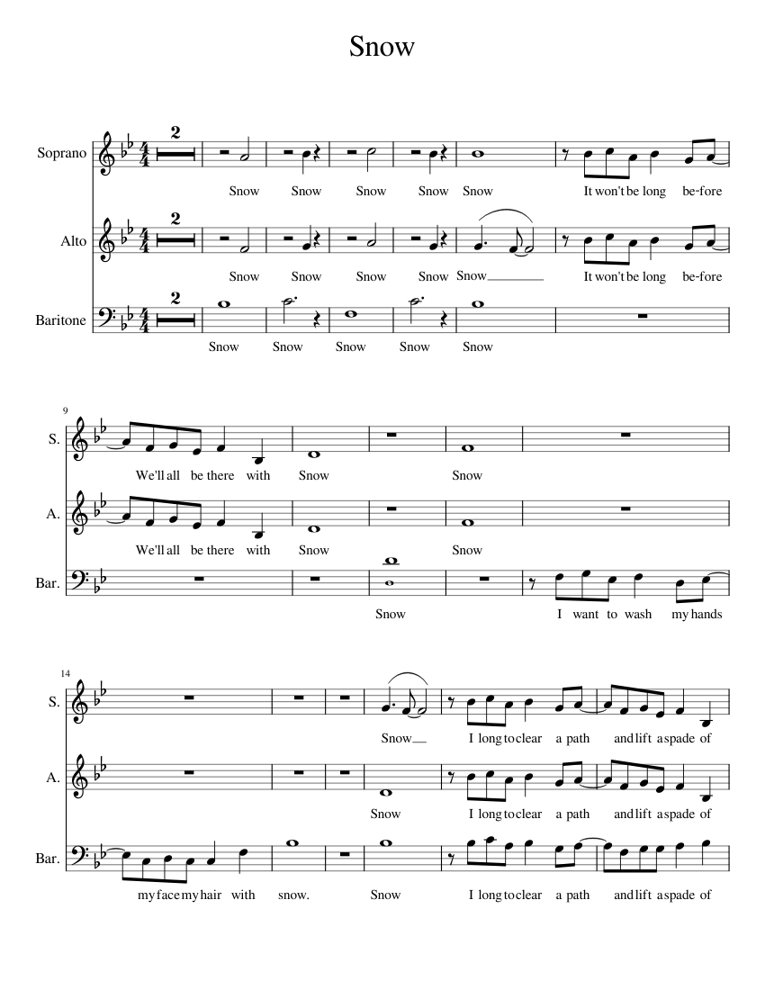 Snow Sheet music for Soprano, Alto, Baritone (Choral) | Musescore.com