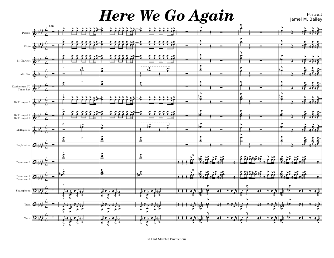 Here we go again Sheet music for Trombone, Euphonium, Tuba, Mellophone ...