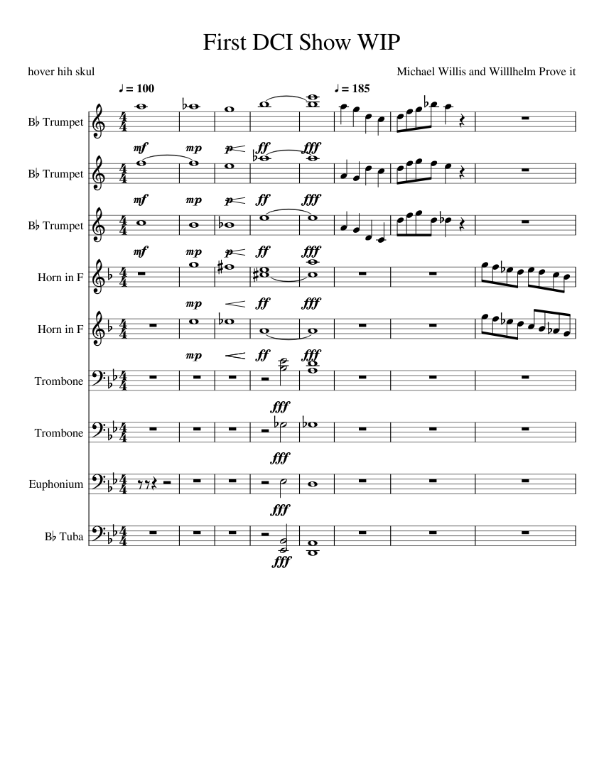 First DCI Show BRASS COMPLETE Sheet music for Trombone, Euphonium, Tuba ...