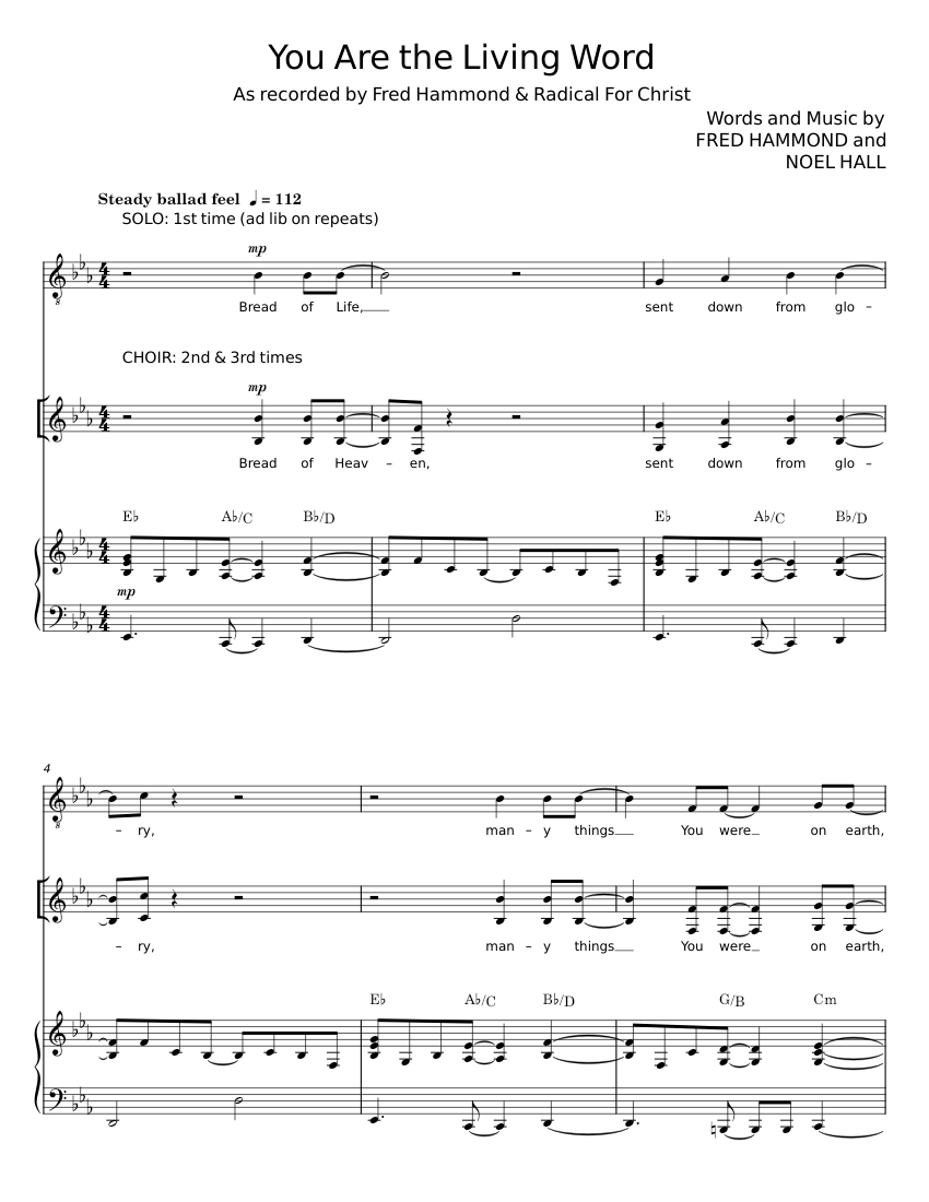 You are the living word - Fred Hammond Sheet music for Piano ...