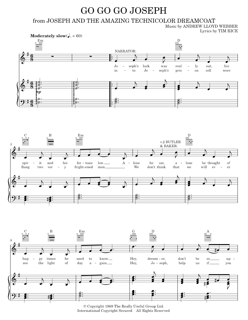 Play Official version of Go go go joseph Sheet Music by Andrew Lloyd ...
