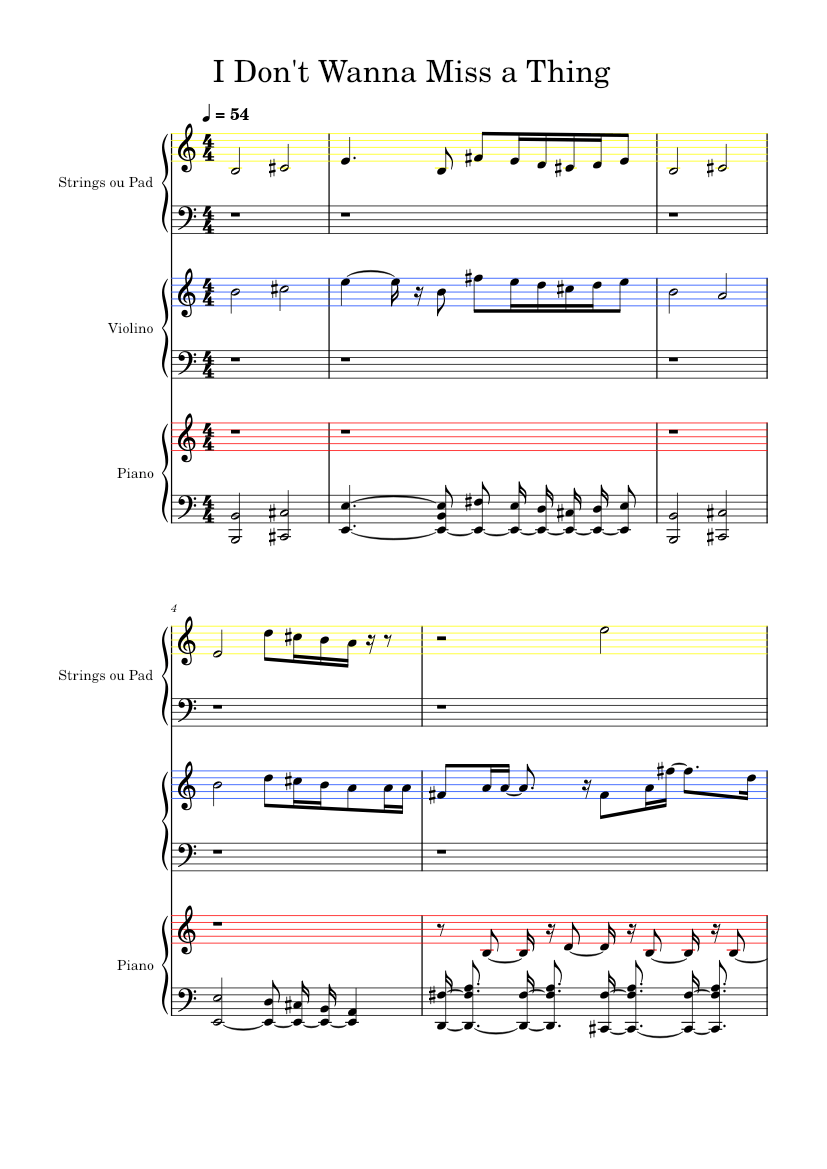 I Don't Wanna Miss a Thing – Aerosmith Dont miss a Thing Full Sheet ...