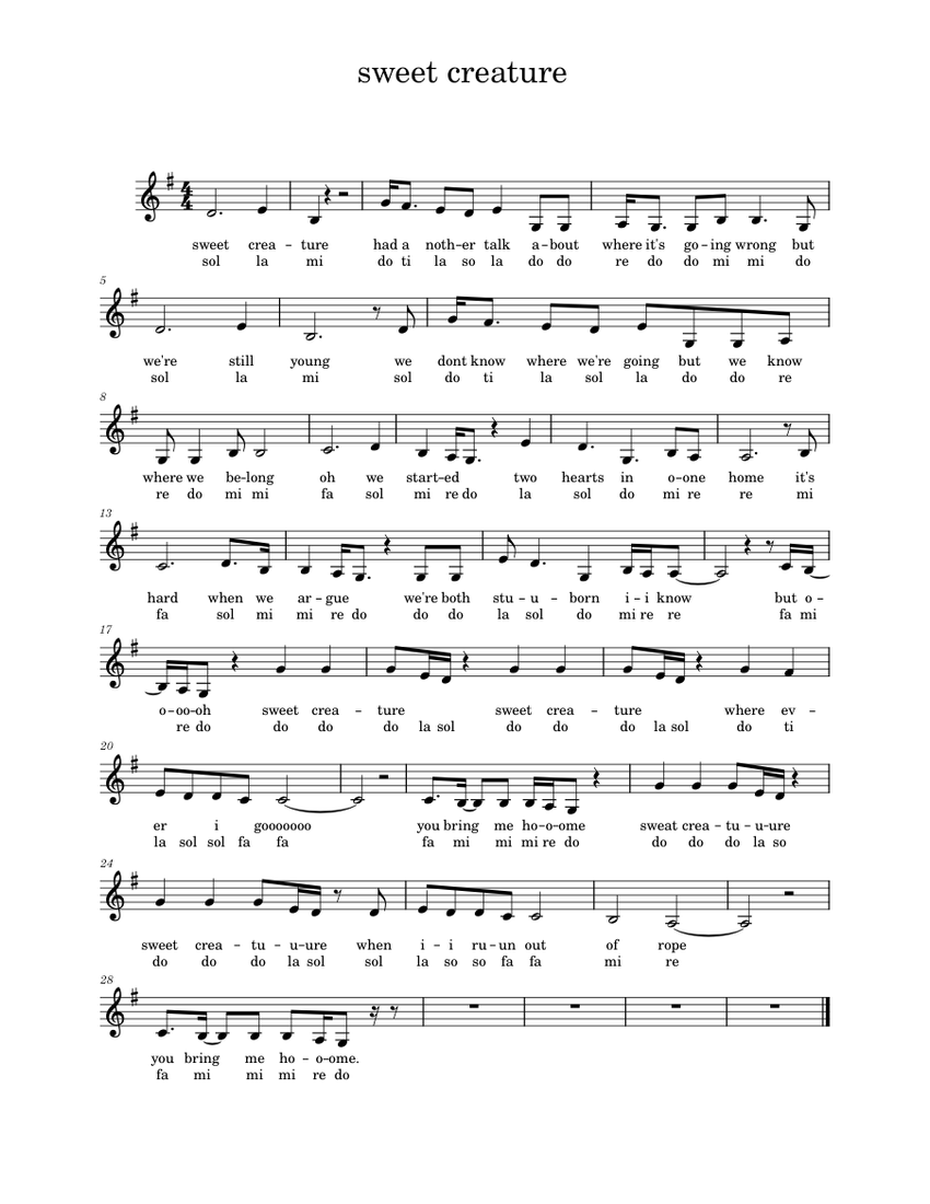 Sweet creature sweet_creature Sheet music for Piano (Solo) | Musescore.com