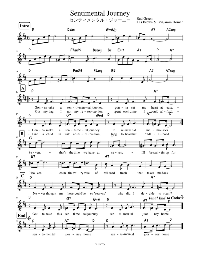 Sentimental Journey Sheet music for Piano (Solo) Easy | Musescore.com