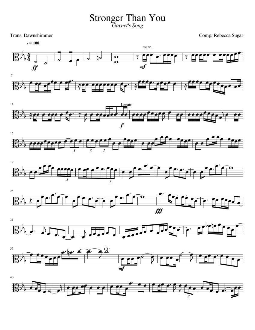 Stronger Than You (Steven Universe) Viola Sheet music for Viola (Solo ...