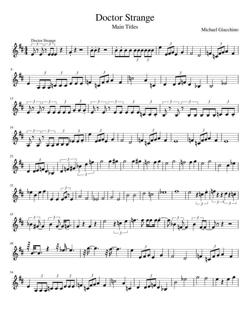Doctor Strange Sheet music for Clarinet in b-flat (Solo) | Musescore.com