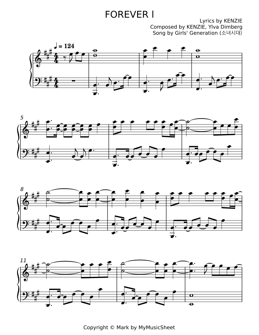 FOREVER 1 – KENZIE, Ylva Dimberg Sheet music for Piano (Piano Duo ...