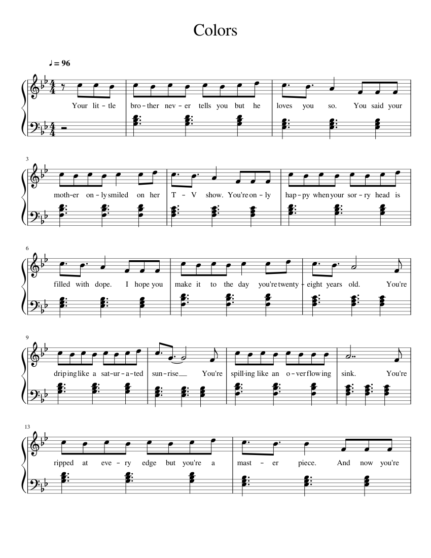 Colors - Halsey Sheet Music for Piano (Solo) easy | MuseScore.com