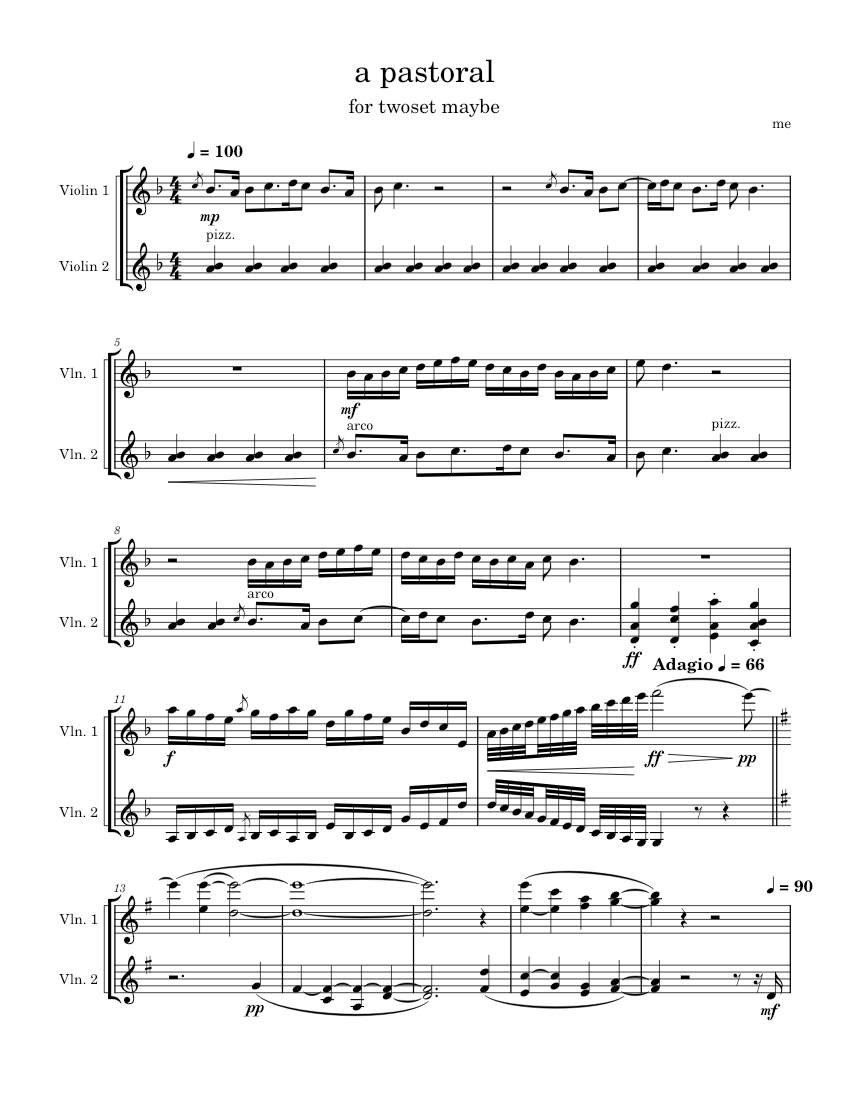 a pastoral Sheet music for Violin (String Duet) | Musescore.com