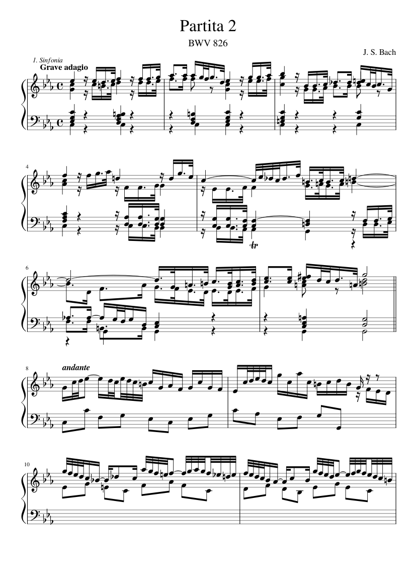 Partita 2 - J. S. Bach Sheet Music for Piano (Solo) | MuseScore.com
