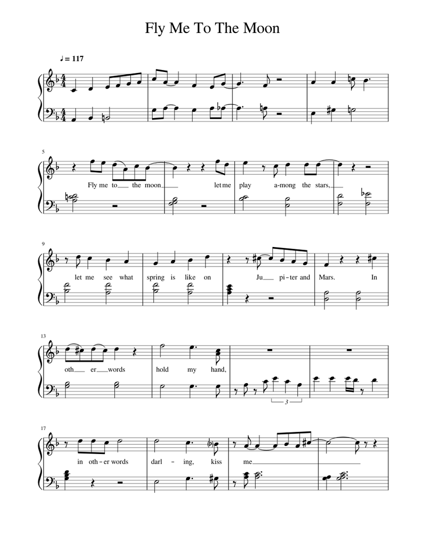 Fly Me To The Moon (Diana Krall) Sheet music for Piano (Solo) | Musescore.com