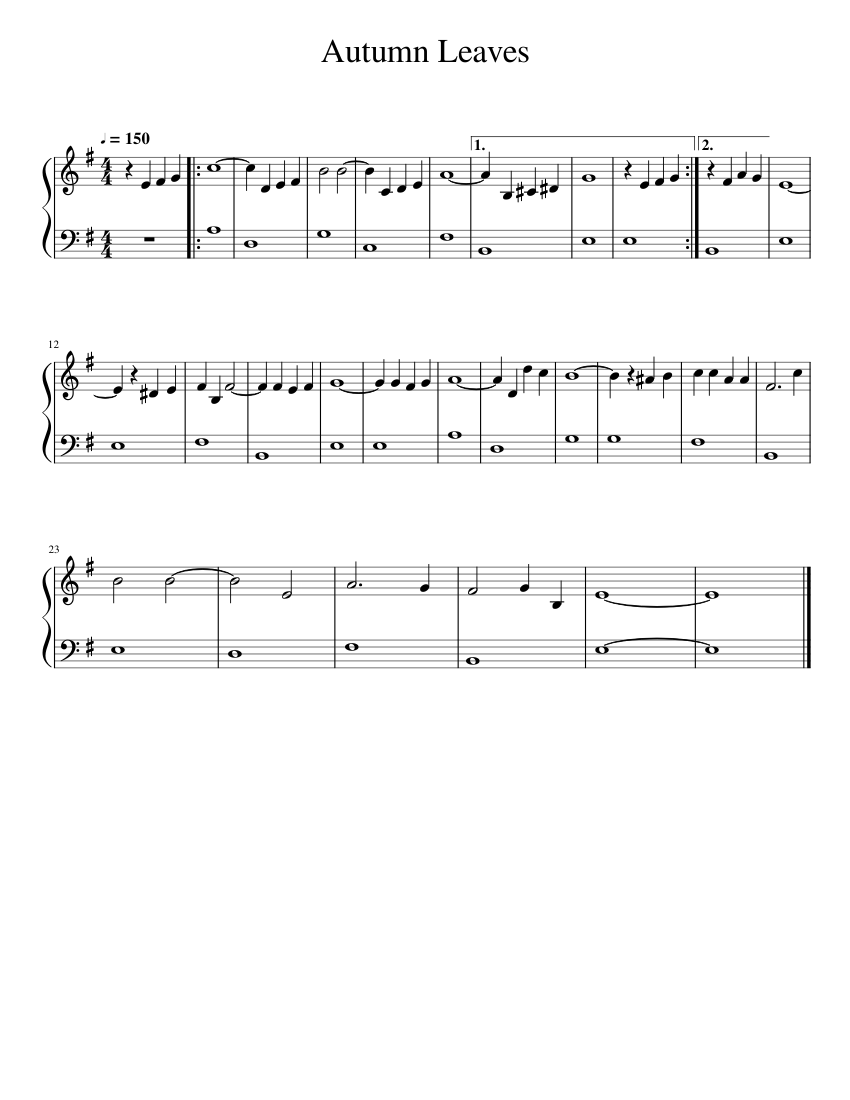 Autumn Leaves Sheet music for Piano (Solo) Easy | Musescore.com
