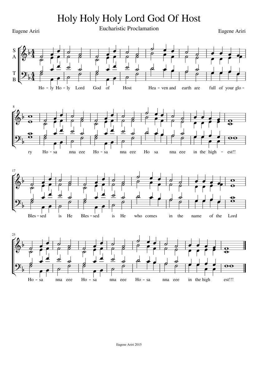 Holy Holy Holy Lord God Almighty Sheet Music