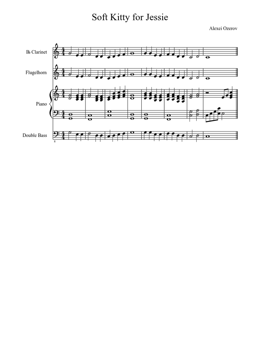 Soft Kitty for Jessie Sheet music for Piano, Clarinet other (Solo ...