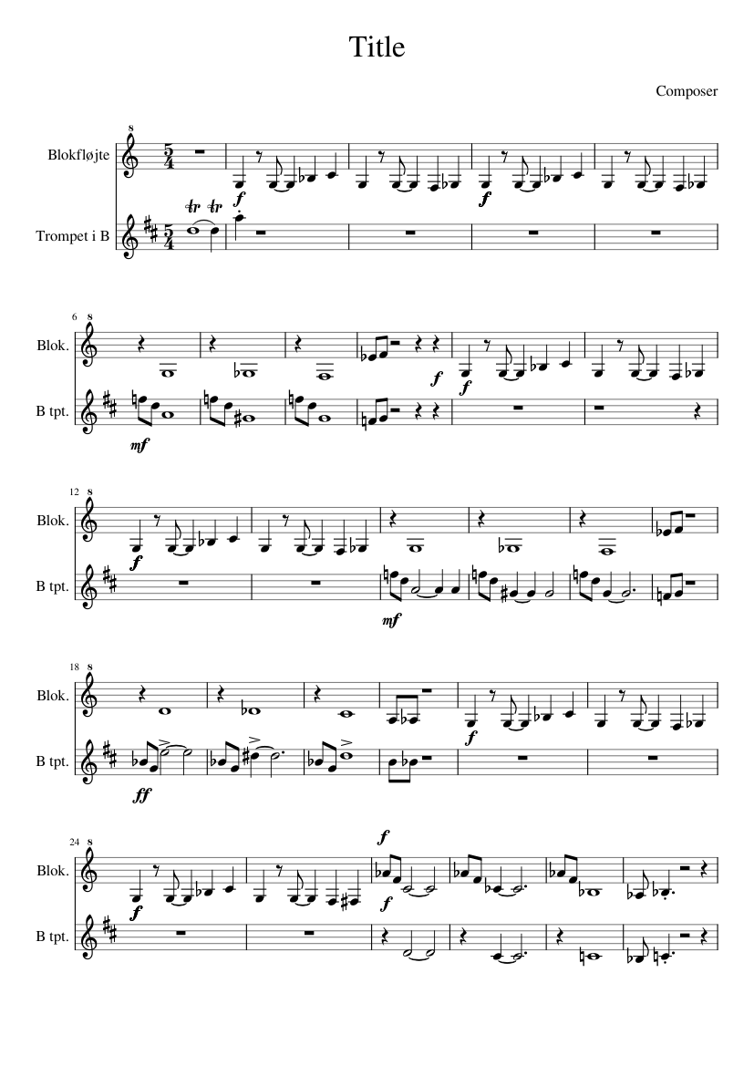 mission_impossible i c. Sheet music for Trumpet in b-flat, Recorder ...
