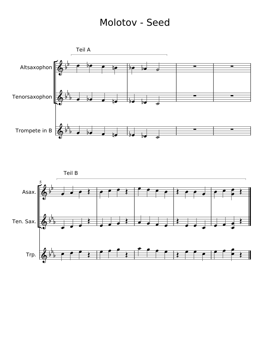 Molotov - Seeed Sheet music for Saxophone alto, Saxophone tenor ...
