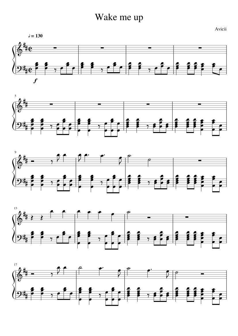 Wake me up Avicii Sheet Music for Piano (Solo) | MuseScore.com