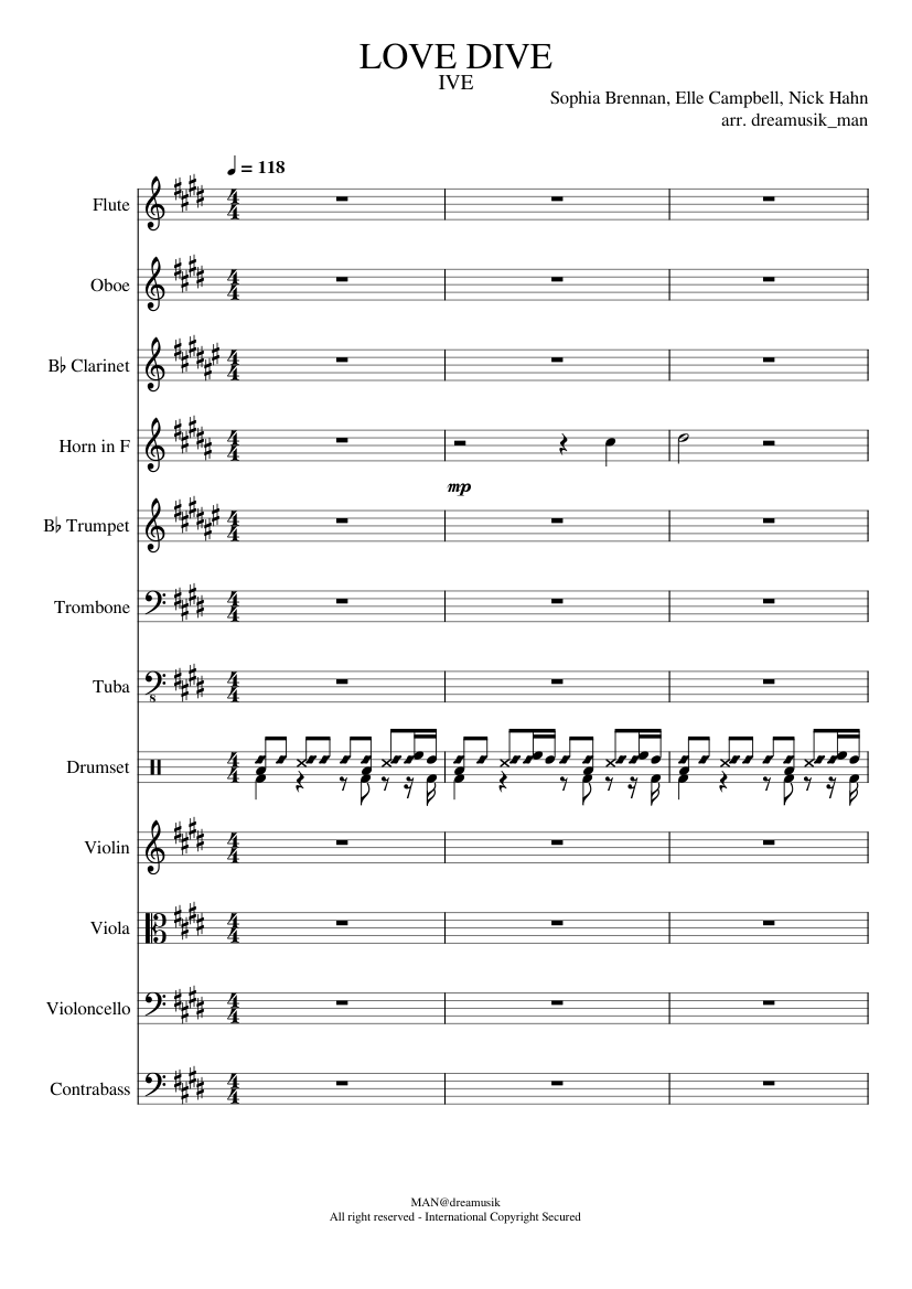 LOVE DIVE Sheet Music for Trombone, Tuba, Flute, Oboe & more ...