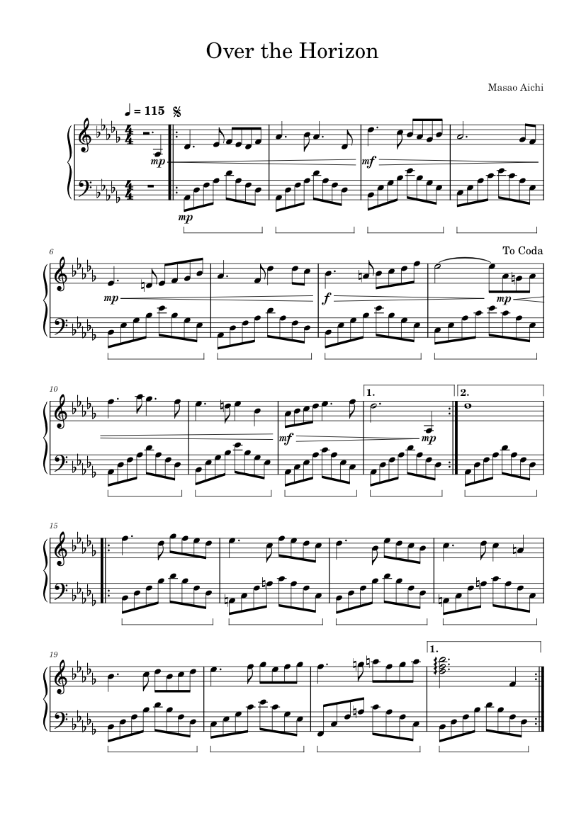 Over the Horizon Sheet Music for Piano (Solo) Easy | MuseScore.com