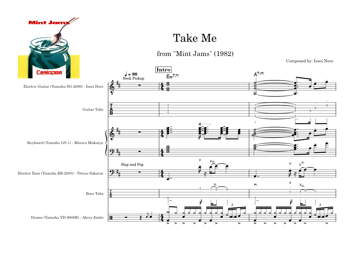 Take Me – Casiopea (Mint Jams) Sheet Music and Tab with Chords for ...