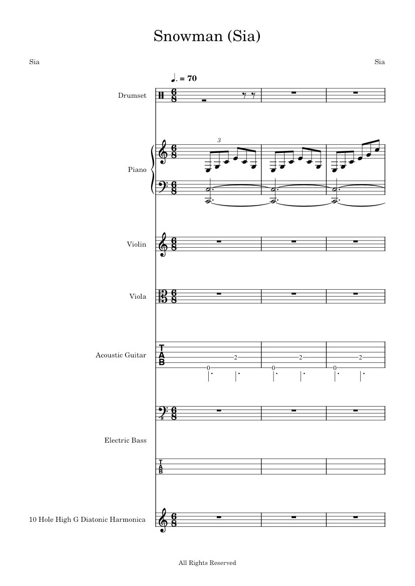 Snowman – Sia Snowman (Sia) Sheet Music and Tab for Piano, Violin ...