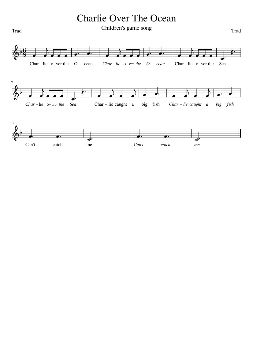 Charlie Over The Ocean Sheet Music for Piano (Solo) Easy | MuseScore.com