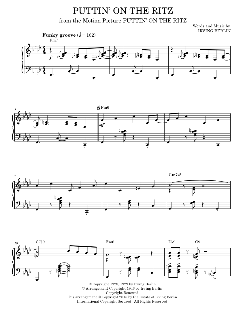 Play Official version of Puttin on the ritz Sheet Music by Taco for ...